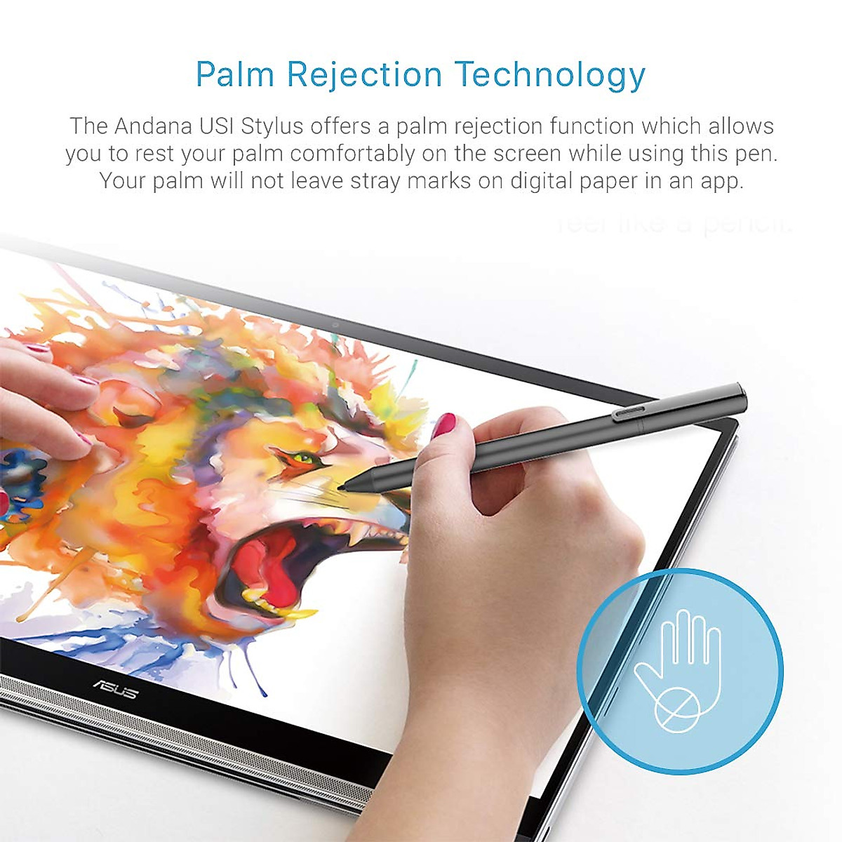 Andana USI Stylus Pen, Touch Screen Stylus for USI Chrome OS, Active Digital Pen Compatible with Chromebook Devices from Acer, Asus, HP, Lenovo, Samsung (Black)