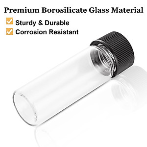LDHHYH 100 Pack 4ml Clear Glass Vials with Black Plastic Screw Caps, Small Liquid Sample Glass Vial, Leak-Proof Glass Bottles for Essential Oil, Reagent, Seeds