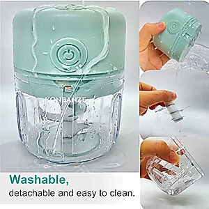 KONBANZE 2-CUP Electric Portable Mini Garlic Onion Chopper Crusher Small Food Processor Mini Food Processor Masher USB Charging Food Vegetable Cutter Kitchen Gadgets (GREEN)