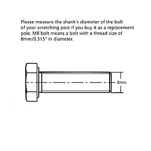 SHENGOCASE Cat Tree Replacement Post 17.7" L,Ø 3.15" Pole with M8 Bolt, Cat Tower Relacement Post, DIY Cat Scratching Post Replacement Part Pole