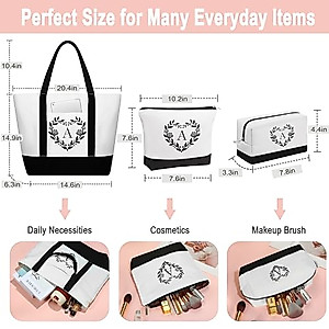 YOOLIFE Bridal Shower Gifts Bride To Be - Canvas Bag Tote Bag Make Up Bag Bridesmaid Proposal Wedding Day Bachelorette Party Maid Matron Of Honor Personalized Gift October Birthday Gifts Initial P