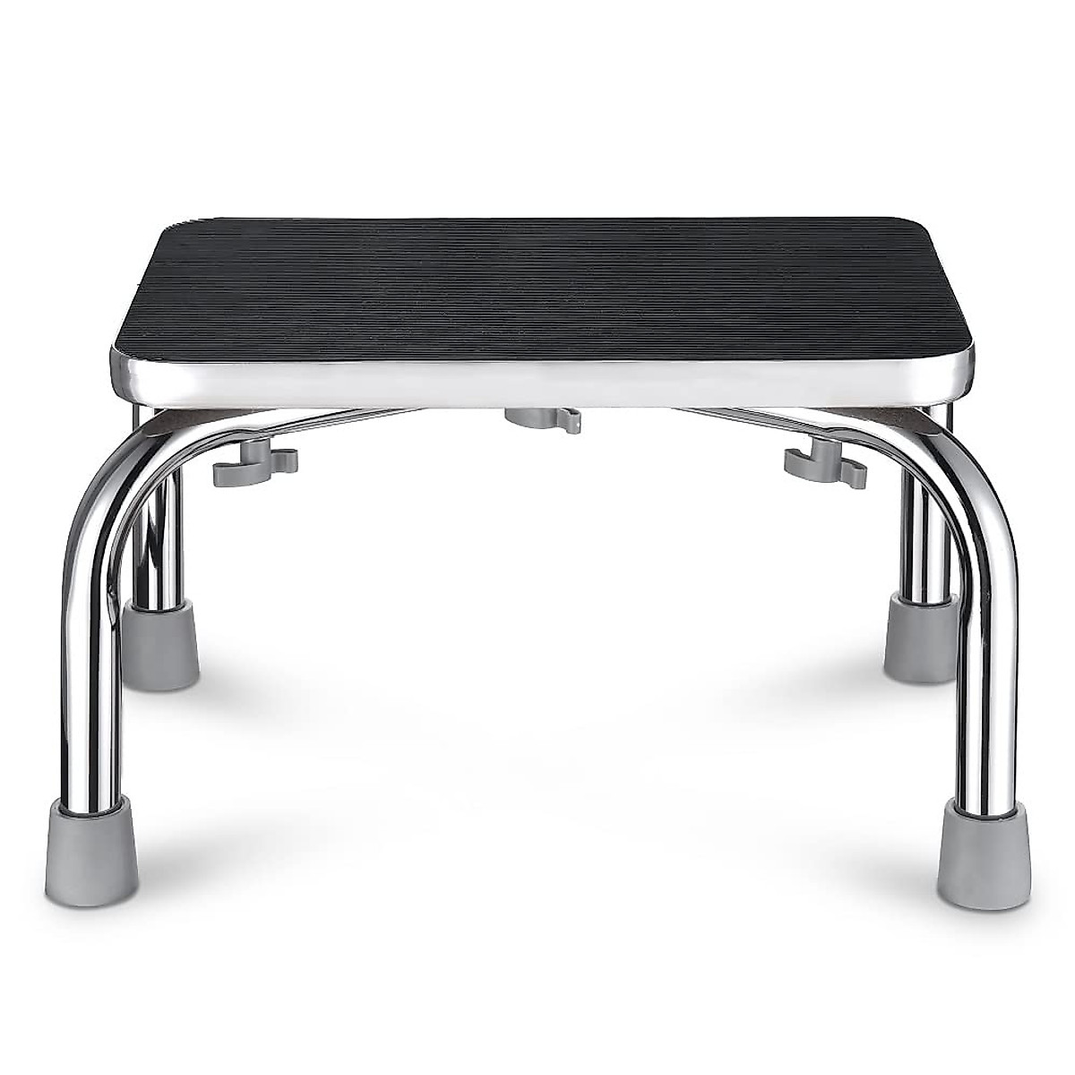 Medical Foot Step Stool Anti-Skid Rubber Platform Chrome-Plated Steel Frame 500Lbs Capacity for Adults Kids to Use at Home Bathroom Kitchen Clinics Laboratories (Without Handle)