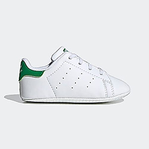 adidas Originals unisex baby Stan Smith Crib Sneaker, White/White/White, 3 Infant US
