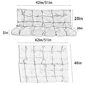 kgitpve Porch Swing Cushions, 2-3 Seater Waterproof Bench Cushion, Outdoor Swing Cushions with Ties, for Outdoor Patio Garden Furniture(42"x40"x5", Dark Green)