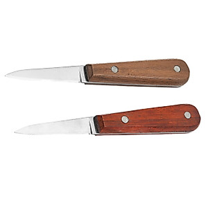 Hemoton Oyster Cutter 2pcs Stainless Steel Oyster Stainless Steel, Wood Seafood Cutting Tool Oyster Opener Clam Shucking Tools Wooden Handle Kitchen Supplies Oyster Shucker