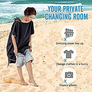 ZHAOLEI Adult Microfiber Towels Wetsuit Change Robe Poncho Surf Hooded Quick Dry Beach Outdoor Towel for Swimming Swimsuit Robe