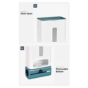 Garbage Bag Holder Kitchen Plastic Bag Holder Garbage Bag Dispenser Storage Box Wall Mount Bag Saver Bag Storage for Plastic Bags (Dark Blue)