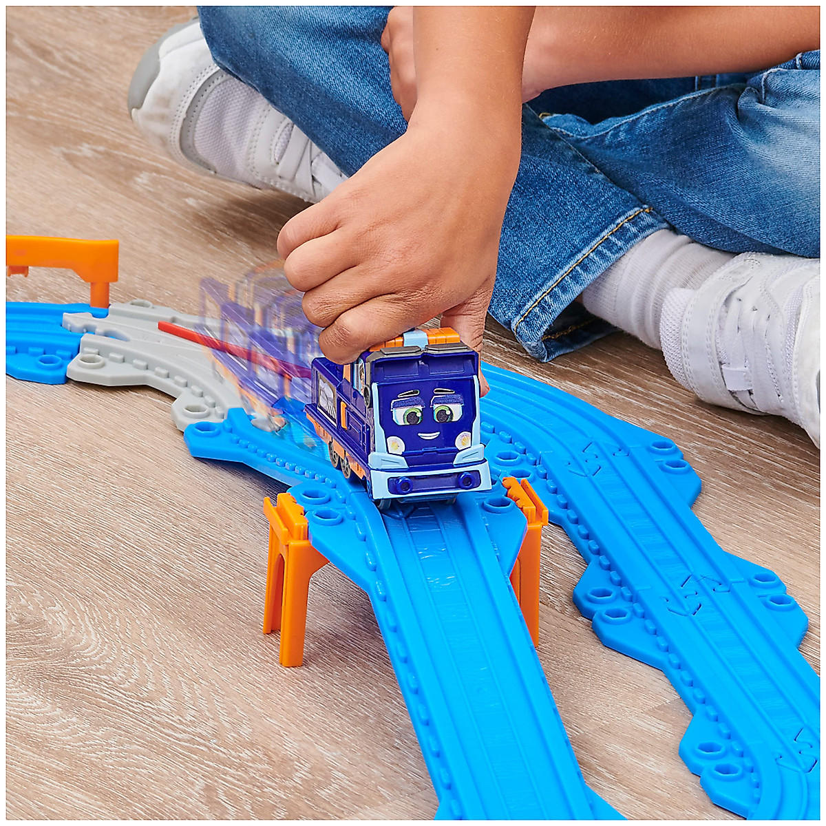 Mighty Express, 32-Piece Train Track Pack with Exclusive Mechanic Milo Toy Train, Kids Toys for Ages 3 and up
