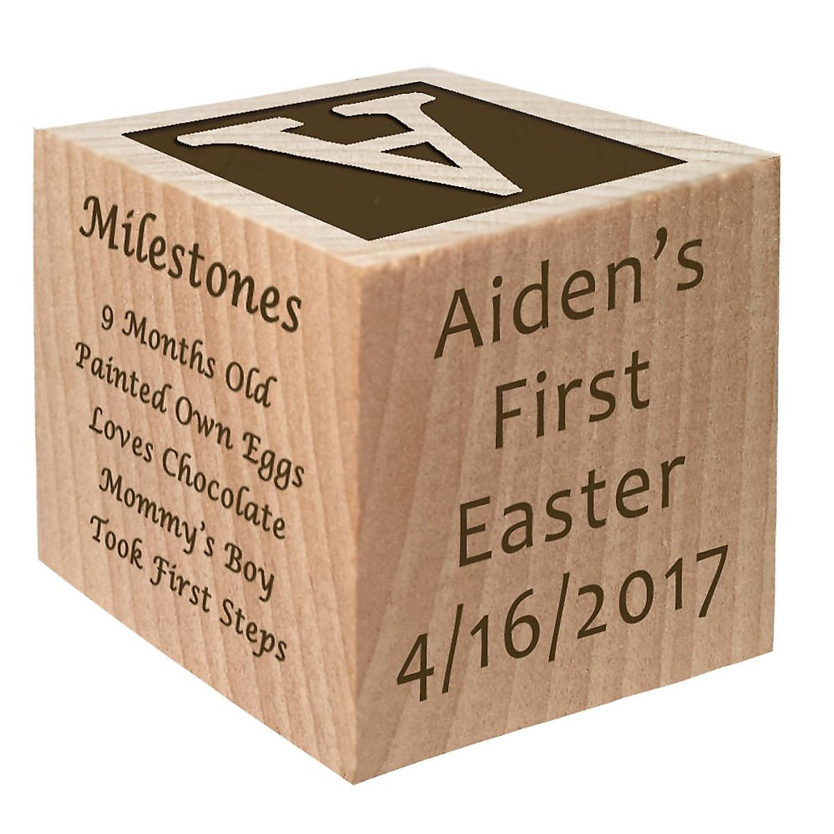 Baby's First Easter Gift 2024 - Personalized Block Easter Gift Custom Engraved Wooden Baby Block for Boy and Girl Choose Image Easter Basket Bunny Egg He is Risen My First Easter Cross