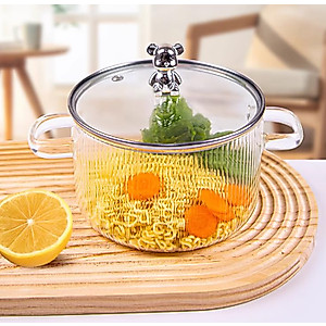 Jucoan 1.8L/60oz Glass Saucepan with Cover, Simmer Pot for Stovetop, Heat Resistant Glass Cooking Pot for Pasta Noodle, Soup, Milk, Christmas Home Fragrance Potpourri Cooking