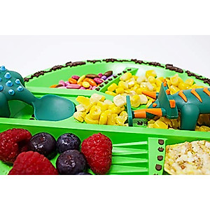 Constructive Eating Dinosaur Plate for Toddlers, Infants, Babies and Kids - Flatware Toys are Made in The USA Using Materials Tested for Safety
