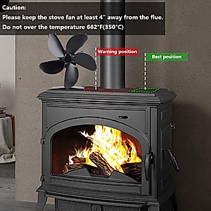 Heat Powered Wood Stove Fan 5 Blade Aluminum Alloy Fireplace Fan Low Noise Strong Heat Dissipation Eco Fan for Home Fireplace
