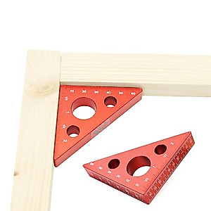 WEITARI Aluminum Alloy Triangle Ruler, 45 Degree Angle, DIY Woodworking Height Measuring Gauge, 65mm (Red)