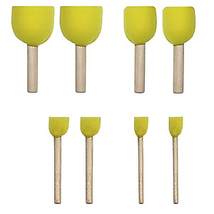Ruwado 8 PCS Yellow Foam with Wooden Handle Painting Sponge Round Head Assorted Size Kit for Students Painting Tools Set DIY Craft Art Project