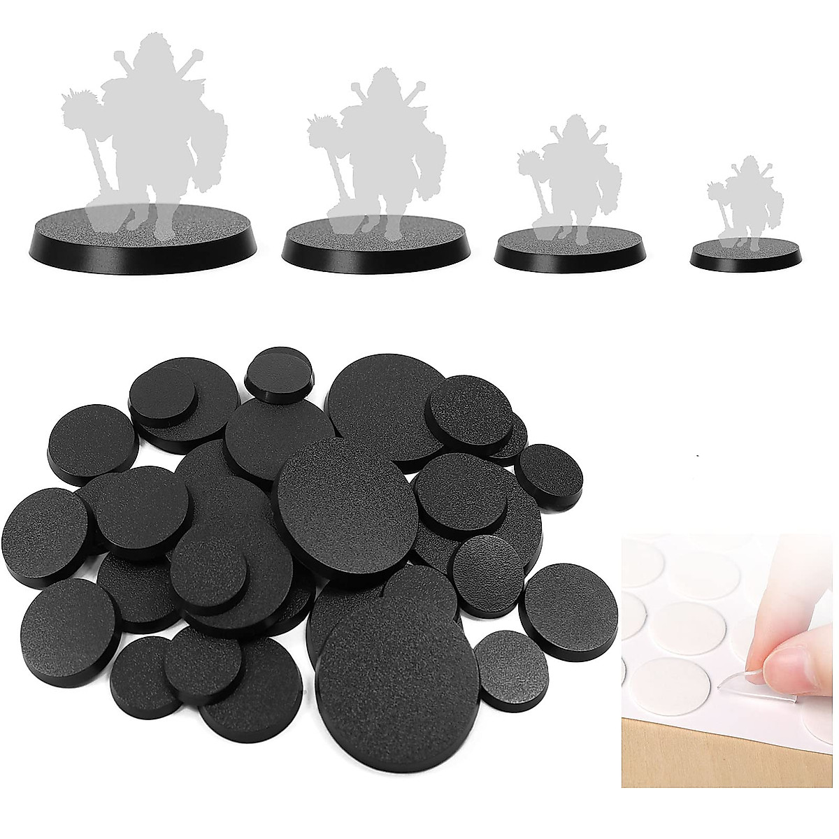MB01Y 120pcs Model Plastic Bases 4 Different Sizes Wargame Accessories (Round Bases)