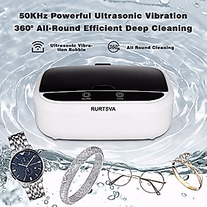 Ultrasonic Jewelry Cleaner Machine 550ML 50KHz Portable Sonic Solution Tool with Digital Timer SUS 304 Tank for Cleaning Watches, Ring, Eyeglass, Retainer, Necklaces