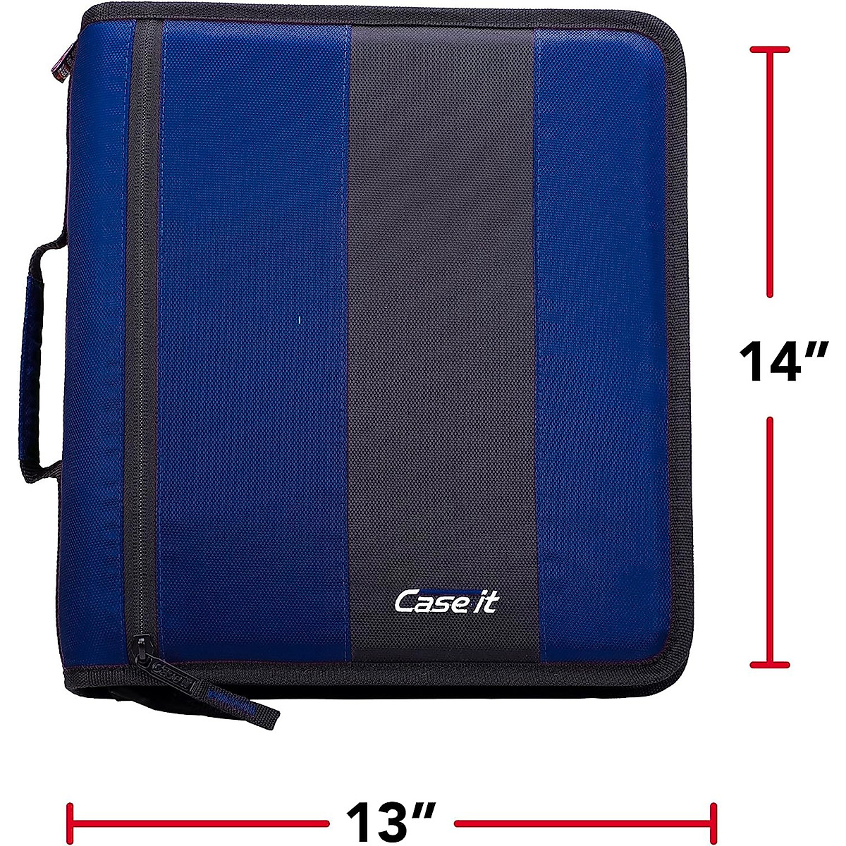 Case-It The Classic Zipper Binder - 2 Inch O-Rings - Multiple Pockets - 350 Sheet Capacity - Comes with Shoulder Strap - Midnight Blue D-251