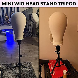 23 Inch Wig Head,Wig Stand Tripod with Head,Canvas Wig Head,Mannequin Head for Wigs,Manikin Canvas Head Block Set for Wigs Making Display with Wig caps,T Pins Set Bristle Brush