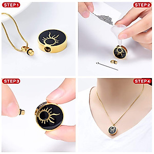 Eye of the Sun Cremation Necklace for Ashes Stainless Steel Urns Necklace for Ashes Keepsake Ash Pendant for Loved One Memorial Jewelry for Ashes