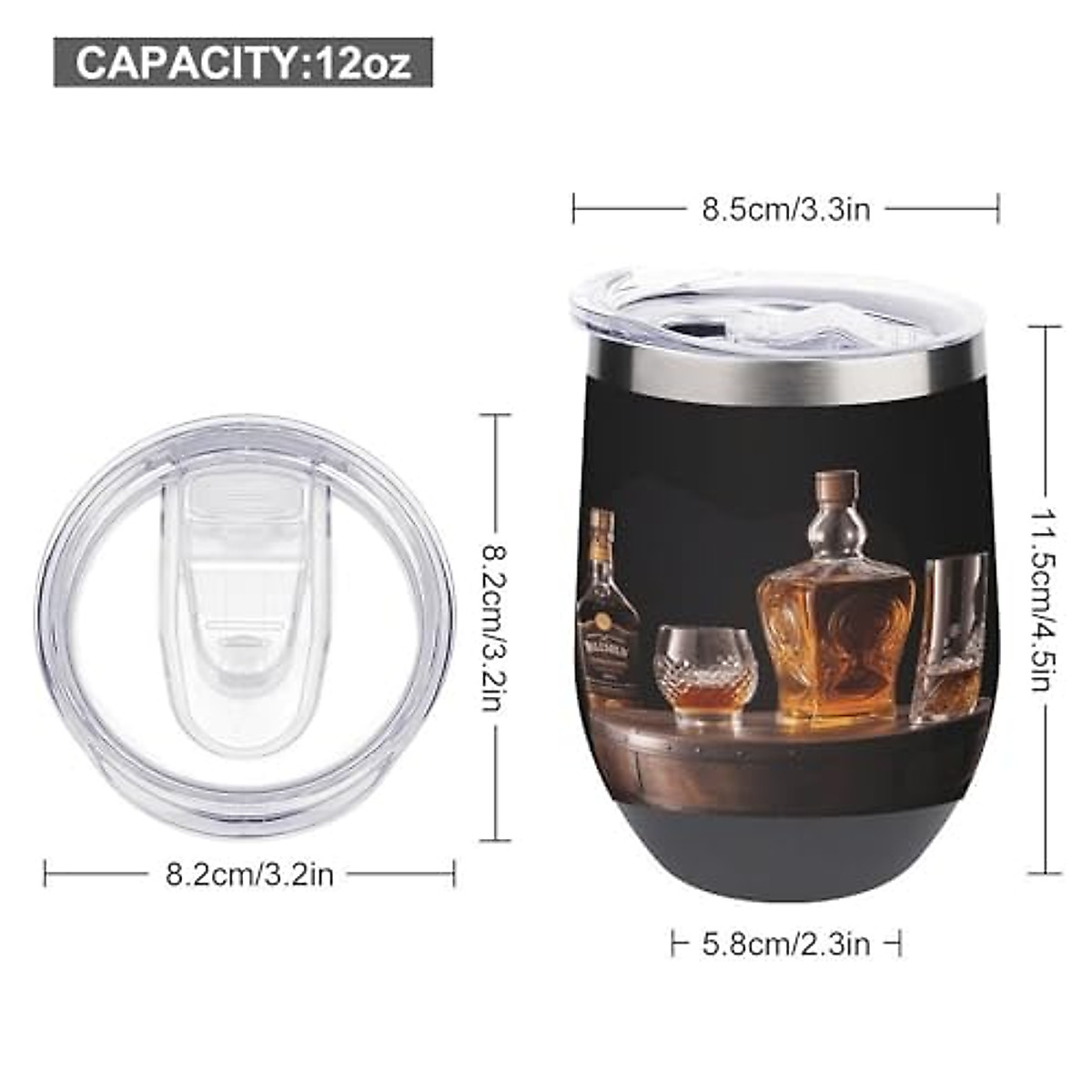 WYUSPGK 304 Stainless Steel Insulated Cup, Whisky Beer Pictures Print Smooth Rim, Durable & Reusable - Perfect for Office, Home, And Travel