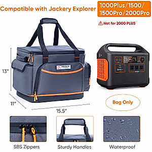 FRECOLSH Travel Carrying Case Compatible with Jackery Explorer 1500, Portable Power Station Storage Case with Water- proof Bottom and Pocket for Jackery Accessories Solar Generator, Storage Bag Only
