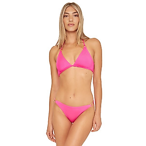 Trina Turk Women's Standard Monaco Ring Halter Bikini Top-Adjustable, Tie Back, Swimwear Separates, Pink, 8