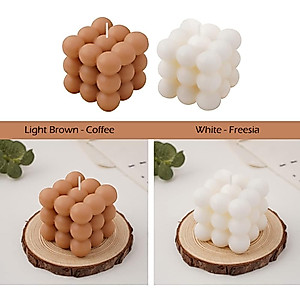 2PCS Bubble Candles Gifts for Women & Men, Coffee Scented Candle for Coffee Table Bar Bookshelf Bathroom Shelf Decor, Aesthetic Cute Cube Square Ball Modern Candle