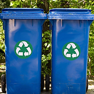 M METERXITY 3 Pack Recycle Sticker - Trash Can Labels, Strong Adhesion & Smooth Surface, Apply to Kitchen/Garden Trash Bin (5 Inch, White on Green)