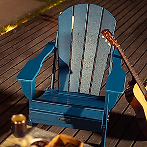 MUCHENGHY Folding Adirondack Chairs, Patio Chairs, Lawn Chairs, Outdoor Chairs, Adirondack Chair Plastic, Fire Pit Chairs, Weather Resistant with Cup Holder for Deck, Backyard, Garden(Navy Blue)