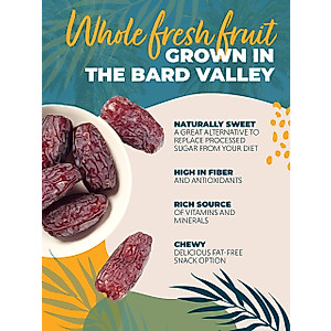 Natural Delights Organic Medjool Dates – Large & Plump USDA Certified , Non-GMO Verified, Good Source of Fiber, Naturally Sweet Fruit Snack, Perfect for On-the-Go - Whole Medjool Dates Organic, 1 lb oz Container