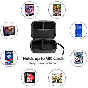 ProCase Trading Card Carrying Case, Playing Card Holder Organizer Fits Up to 400 Cards, Cards Storage Box with 2 Removable Dividers and Hand Strap -Black
