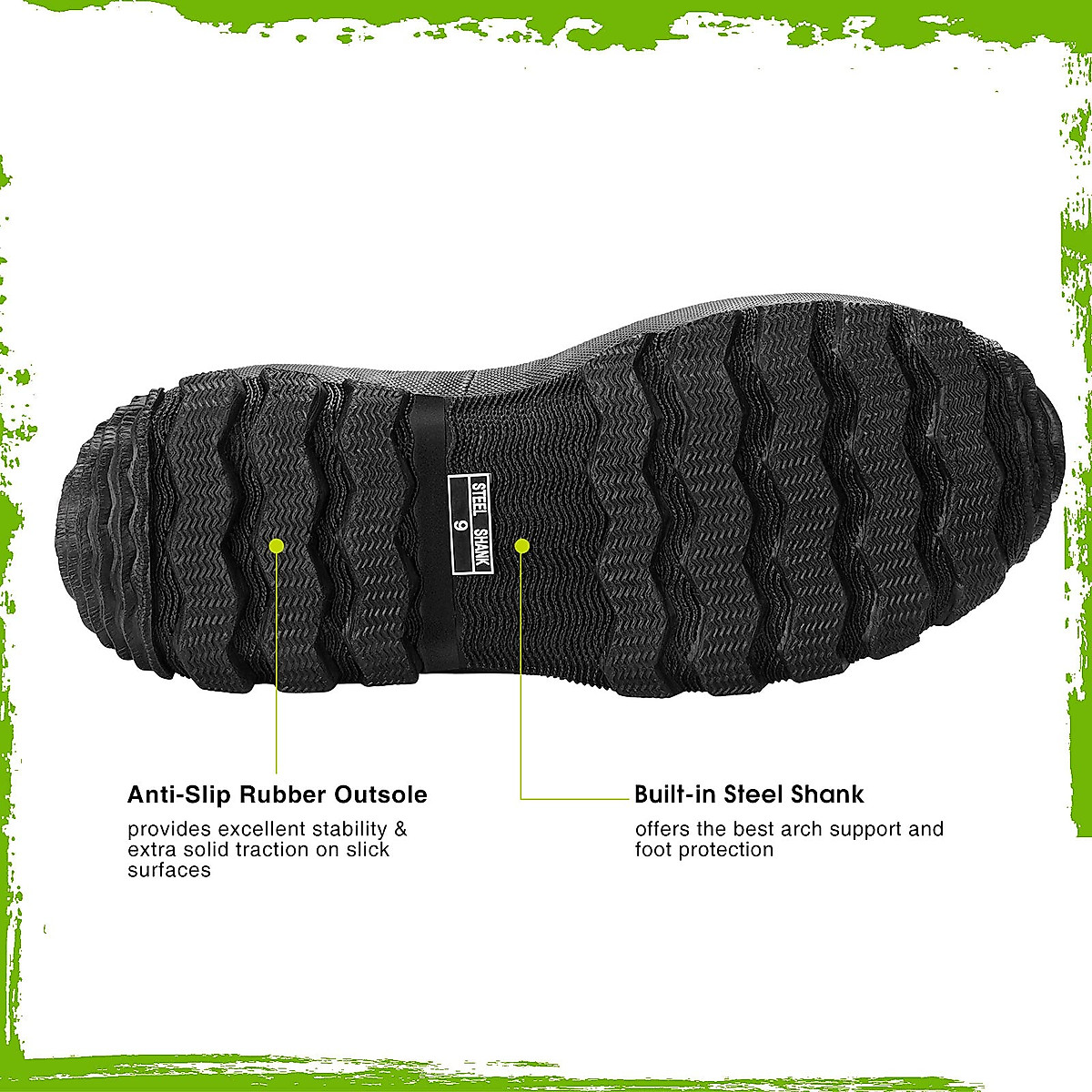 TIDEWE Rubber Boots for Men, 5.5mm Neoprene Insulated Rain Boots with Steel Shank, Waterproof Mid Calf Hunting Boots, Sturdy Rubber Work Boots for Farming Gardening Fishing (Black Size 9)