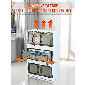 TAOCIGOU 3Pack Storage Bins with Lids And Wheels - Collapsible Stackable Storage Cabinet Box Open Front Closet Organizers and Storage Bins Cloth Plastic Storage Cabinet