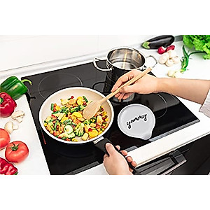 Large Spoon Rest for Stove Top & Kitchen Counter - Ceramic Utensil Rest White 5 Inch Oversized Spoon Holder - Farmhouse Home Décor for Coffee Cup & Tea Spoon, Cooking, Utensil, Ladle Rest, Yummy