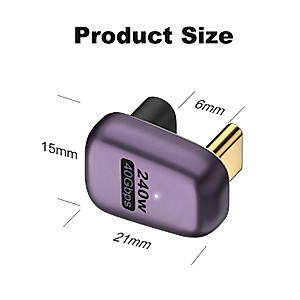 AreMe 240W USB C 180 Degree Adapter (2 Pack), U Shape Type C Male to Female 40Gbps Connector for Thunderbolt, Switch, MacBook, Laptop, Tablet, Phone