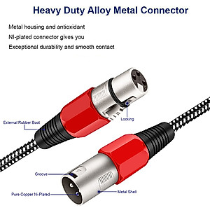 KINXIYU XLR Cable 6 FT/4 Pack, Microphone Cable 3 Pin Nylong Braided Balanced XLR Male to XLR Female Heavy Duty Mic Patch Cords