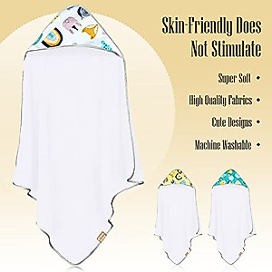 CORAL DOCK 3 Pack Baby Hooded Bath Towel Sets, Ultra Absorbent Baby Essentials Item for Newborn Boy Girl, Baby Bath Shower Towel Gifts for Infant and Toddler - Animal World Elephant