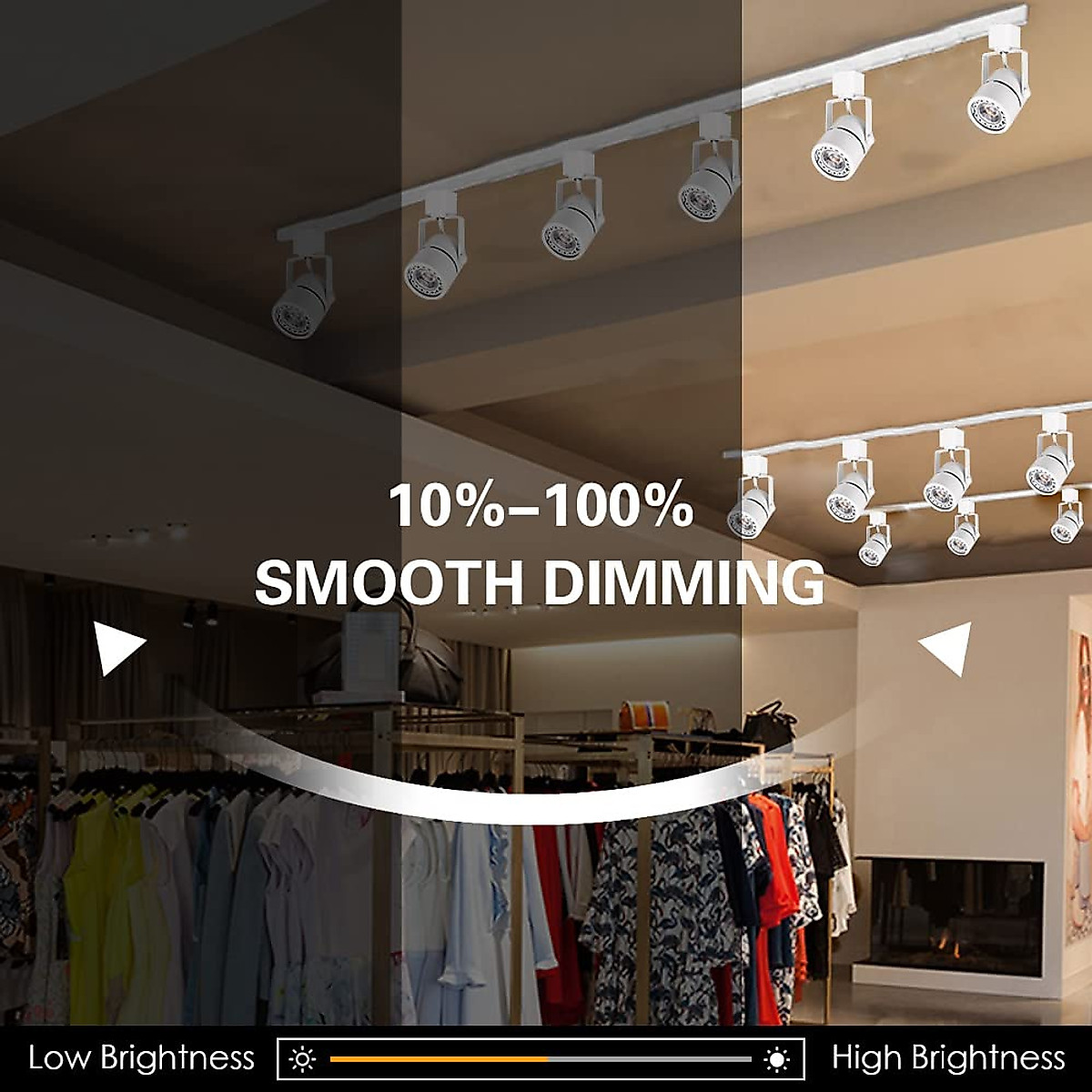 EAGLOD 10W H Track Lighting Heads,Dimmable LED Track Light Fixtures for Accent Retail Artwork,3000K Warm White, Linear Track Light H Type - 120V 24° Angle Halo Type- 8 Pack (White)