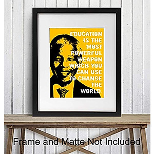 Nelson Mandela Poster, 8x10 - Classroom Decor - Inspirational Quotes Wall Art - Teacher Gifts - School Decorations - Motivational Wall Decor - Nelson Mandela Wall Art - Positive Quotes for Kids