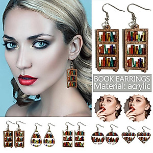 Acrylic Bookcase Earrings Dangle Book Shelves Earrings for Graduation Teachers Student Gift