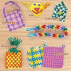 PREBOX Weaving Loom Kit Toys for Kids and Adults, Potholder Loops Crafts for Girls Ages 6 7 8 9 10 11 12, 7" Pot Holder Loom Knitting Kits and Gifts for Kids and Beginners, Make 6 Masterpieces