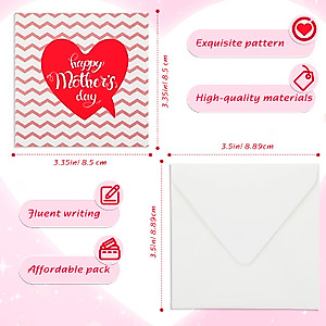 Faccito 24 Sets Mother's Day Card with Envelopes 3.35 x 3.35 Inch 6 Assorted Happy Mother's Day Loving Small Note Card Mother Birthday Card Mother Greeting Cards for Mother's Day Birthday Gifts