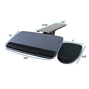 Mount-It! Under Desk Keyboard Tray, Adjustable Keyboard and Mouse Drawer Platform with Ergonomic Wrist Rest Pad, 17.25" Track (MI-7137)
