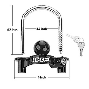 LCGP Black Trailer Hitch Coupler Lock with 2 Keys, Universal Coupler Lock, Adjustable Storage Security, Heavy-Duty Steel.