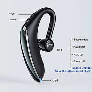 Lymoc Bluetooth Earpiece,Wireless Headset Earpieces Hansfree Trucker Earphones for Cell Phones V5.0 Ear Hook 25 Hours Talktime Microphone CVC6.0 Noise Cancellation for Walking Running Driving¡­