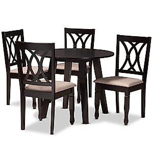 Baxton Studio Millie Modern and Contemporary Sand Fabric Upholstered and Dark Brown Finished Wood 5-Piece Dining Set