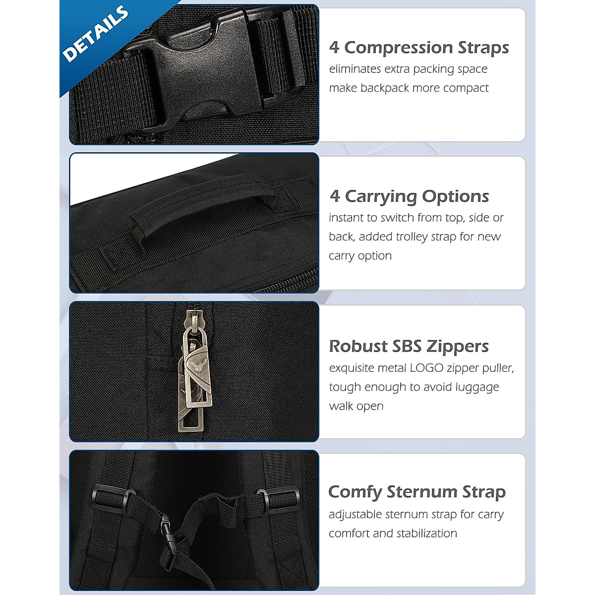 Hynes Eagle Carry on Backpack 38L Large Travel Backpack for Women Flight Approved Weekender Bag Laptop Backpack Men 15 inches Black 2023