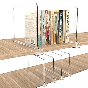 Hmdivor Acrylic Shelf Dividers for Closet Organization, Closet Shelf Dividers Closet Organizer for Wood Shelf and Cabinets Shelf in Bedroom, Kitchen and Office(6pcs)