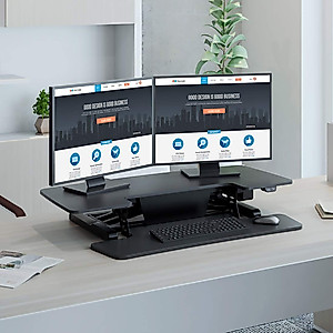 FLEXISPOT 40" Electric Height Adjustable Standing Desk Converter Motorized Stand-up Desk Riser with Quick Release Keyboard Tray, for Home and Office