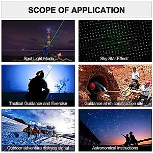 Long Range Green Laser Pointer High Power, Strong Laser Pointer Pen,2000 metres Powerful Tactical Green Lazer Pointer Light Rechargeable, Star Cap Adjust for Astronomy Hiking, Cat Laser Toy USB Charge
